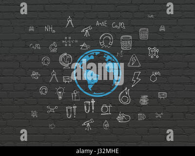 Science concept: Globe on wall background Stock Photo - Alamy
