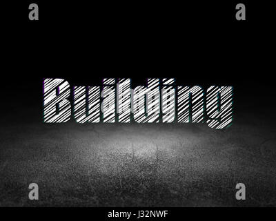 Constructing concept: Building in grunge dark room Stock Photo - Alamy