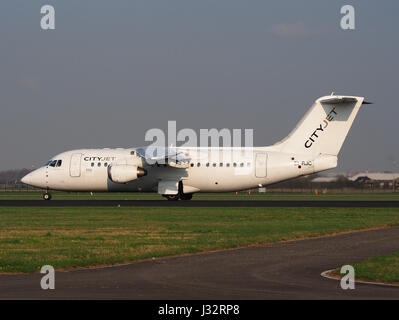 A British Aerospace Avro RJ85 aircraft, registered EI-RJY, taking off ...