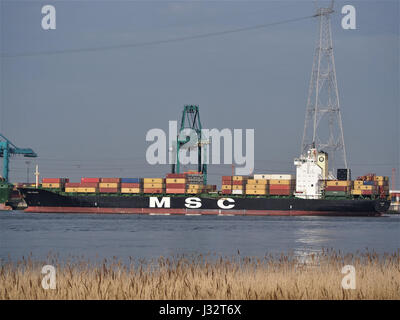 The MSC Mandy, a container ship built in 1993, is seen docked at the ...