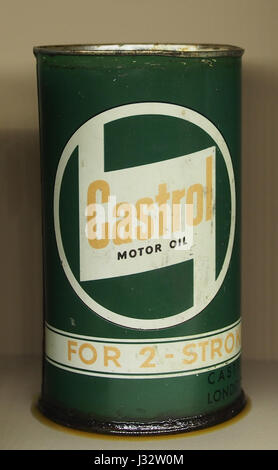 This image features a Castrol motor oil can, part of the iconic brand ...