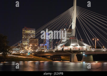 The Esplanade Riel Footbridge in downtown Winnipeg, Manitoba Stock ...
