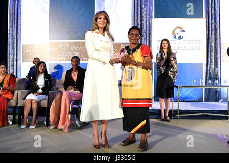 First lady Melania Trump, from left, President Donald Trump, Britain's ...