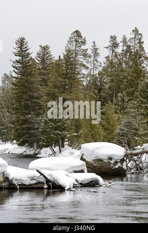 Firehole River in winter, Yellowstone National Park, Wyoming, USA Stock ...