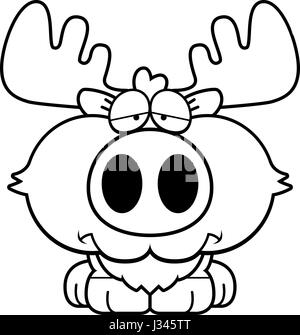 A cartoon illustration of a moose with a sad expression Stock Vector ...