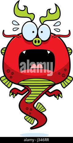 Cartoon screaming dragon. Vector illustration. Funny cute scared ...