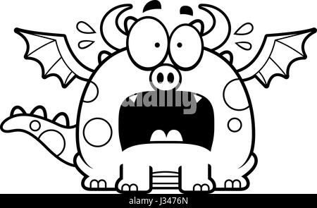 Cartoon screaming dragon. Vector illustration. Funny cute scared ...