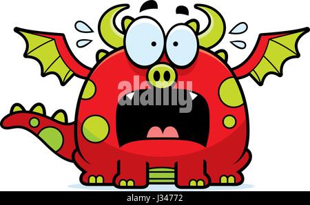 Cartoon screaming dragon. Vector illustration. Funny cute scared ...