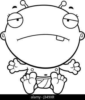 A cartoon illustration of a baby alien looking sad Stock Vector Image ...