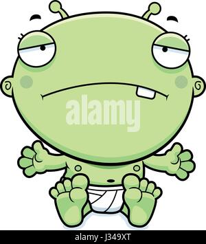 A cartoon illustration of a baby alien looking surprised Stock Vector ...