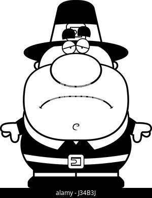 A cartoon illustration of a pilgrim with a sad expression Stock Vector ...