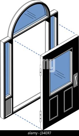 Isometric diagram of a door and frame Stock Vector Image & Art - Alamy