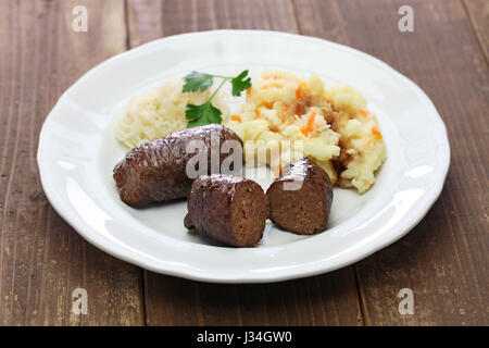 homemade beef roll, rundervink, dutch cuisine isolated on white ...