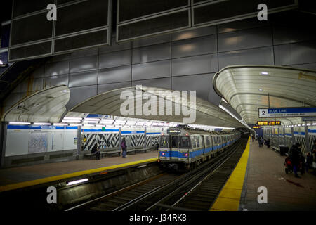 MBTA blue line Aquarium station entrance on Atlantic Avenue at Long ...