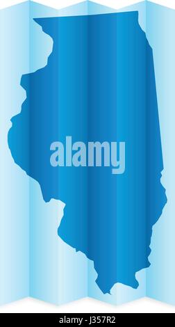 Illinois map, folded paper with Illinois map. Vector illustration Stock ...