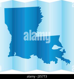 Louisiana map, folded paper with Louisiana map. Vector illustration ...