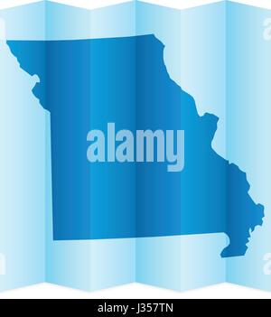 State of Missouri on blue map of United States of America. Flag and map ...