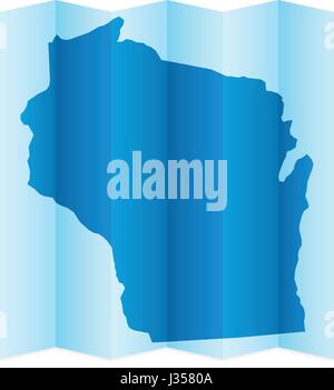 Wisconsin map, folded paper with Wisconsin map. Vector illustration ...