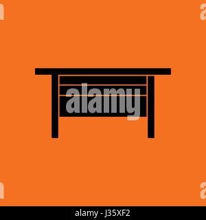 Boss office table icon. Orange background with black. Vector ...