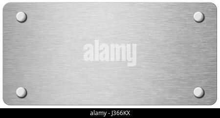Narrow metal plaque or plate isolated with clipping path included 3d ...