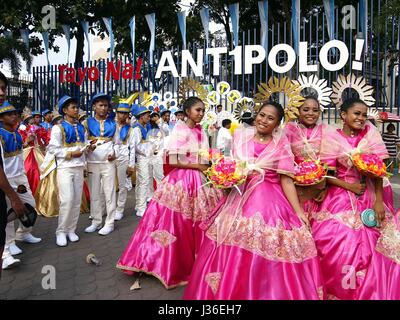ANTIPOLO CITY, PHILIPPINES - MAY 1, 2017: Parade participants in their ...