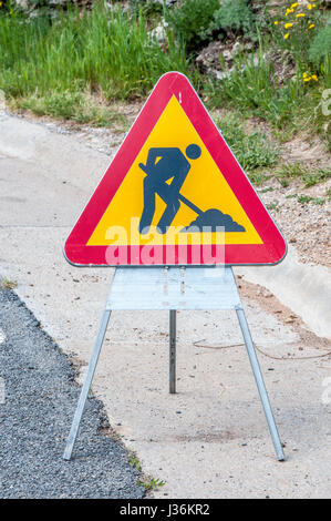 Road Works Caution Traffic Sign Warning Indoor Stock Photo - Alamy