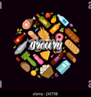 Vector illustration of products and cooking icon. Set of products and ...