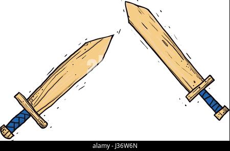 cartoon wooden sword fight Stock Vector Image & Art - Alamy