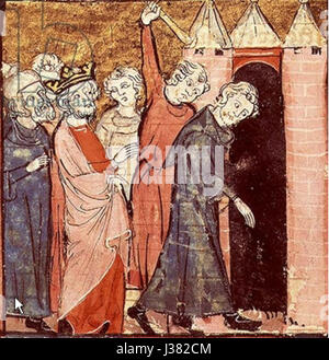 This historical scene depicts Charles Martel dividing his kingdom ...