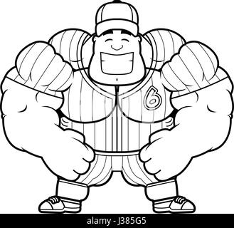 A cartoon illustration of a muscular baseball player flexing Stock ...