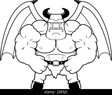 A cartoon illustration of a muscular demon flexing Stock Vector Image ...