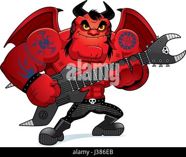 Devil playing guitar, illustration, vector on white background Stock ...