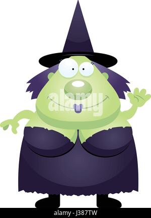 A cartoon illustration of a witch waving and smiling Stock Vector Image ...