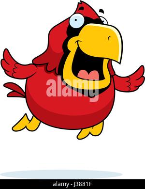 An illustration of a cartoon cardinal flying and smiling Stock Vector ...