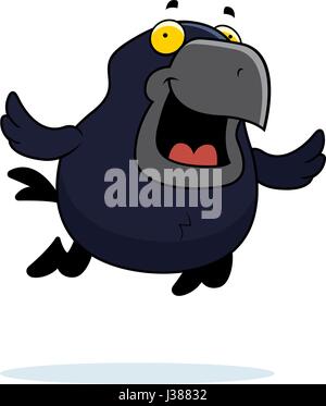 A vector cartoon illustration of a smiling raven standing isolated on a ...