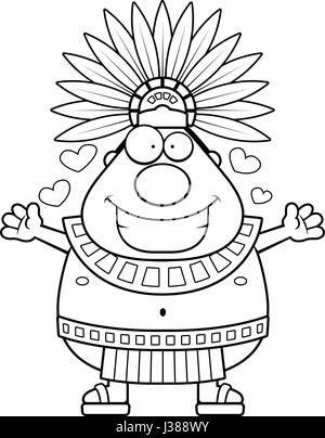 A cartoon illustration of an Aztec King ready to give a hug Stock ...