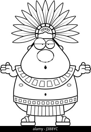 A cartoon illustration of an Aztec King looking happy Stock Vector ...