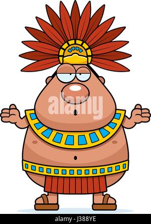 A cartoon illustration of an Aztec King looking happy Stock Vector ...