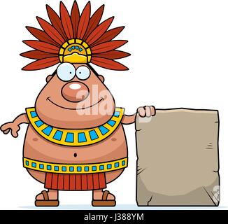 A cartoon illustration of an Aztec King with a sign Stock Vector Image ...
