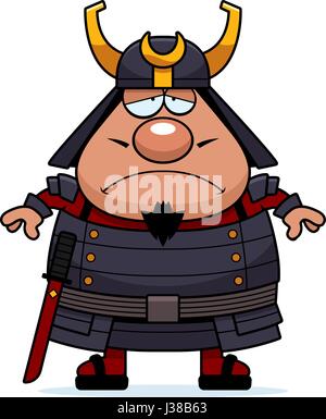 A cartoon illustration of a samurai looking sad Stock Vector Image ...