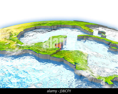 Belize on 3D model of Earth with water and divided countries. 3D ...