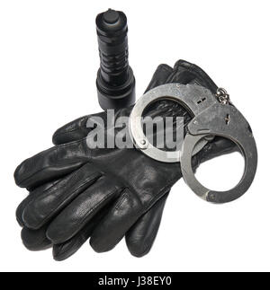 German police handcuffs isolated on white background Stock Photo - Alamy