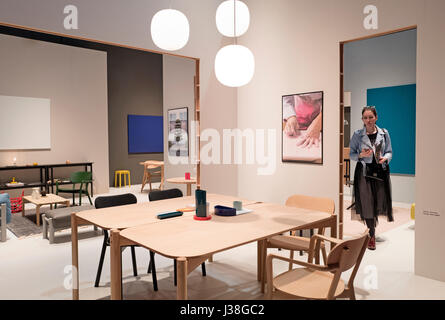 Design chairs displayed at the international design week fair Salone ...