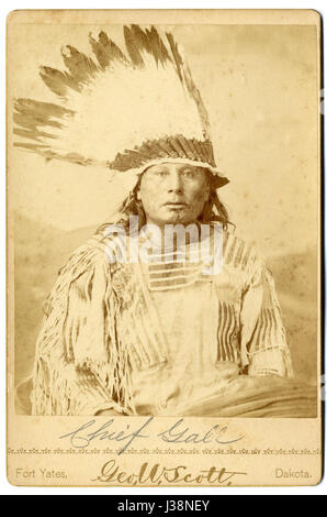 A portrait of Hunkpapa Lakota chief Gall in a war bonnet Stock Photo ...