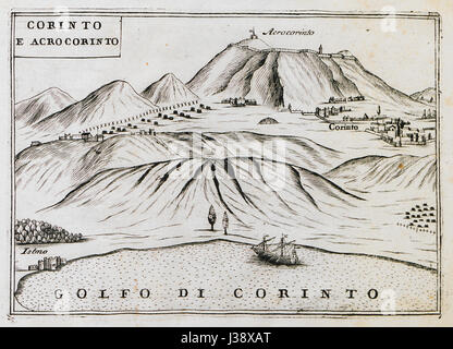Corinto and Acrocorinto, depicted by Vincenzo Coronelli in 1688 ...