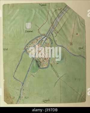 The historical map of Damme, Belgium, and Deventer depicts key ...