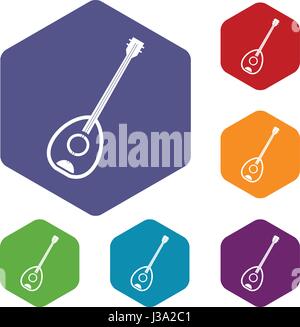 Saz turkish music instrument icons set vector color Stock Vector Image ...