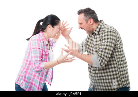 young couple fighting and yelling on each other face to face Stock ...