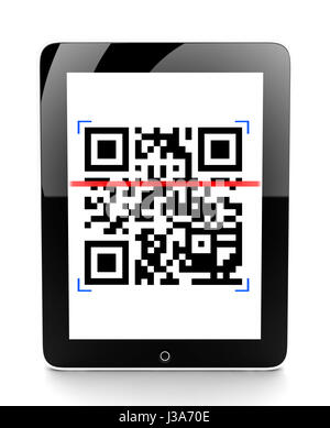 Illustration of a tablet scanning a QR code Stock Photo - Alamy