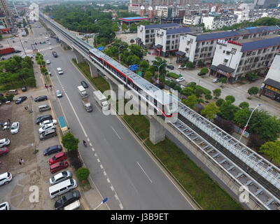 Changsha. 5th May, 2017. Photo taken on May 5, 2017 shows a maglev ...